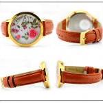 Cute Flower Gold Edge Polymer Clay Watch on Luulla