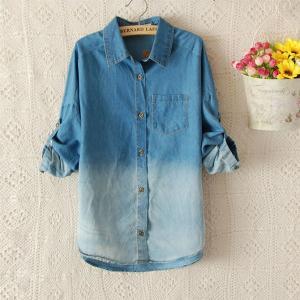 Fashion Denim Shirt Blue Gradient on Luulla