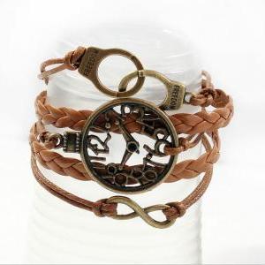Retro Handcuffs Infinity Clock Bracelet on Luulla