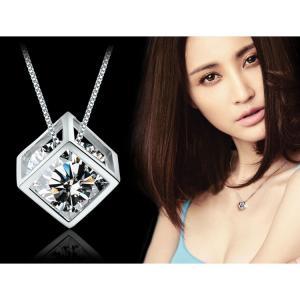 Unique Square Crystal Sterling Silver Necklace on Luulla