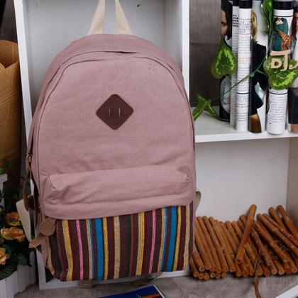Nice Stripe Canvas Backpack Travel Bag on Luulla