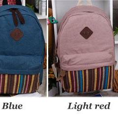 Nice Stripe Canvas Backpack Travel Bag on Luulla