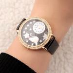 Cute Cat Crown Rhinestone Trim Watch on Luulla