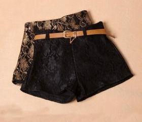 Unique Nice Woolen Crochet Shorts With Belt on Luulla