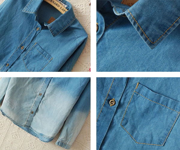 Fashion Denim Shirt Blue Gradient on Luulla