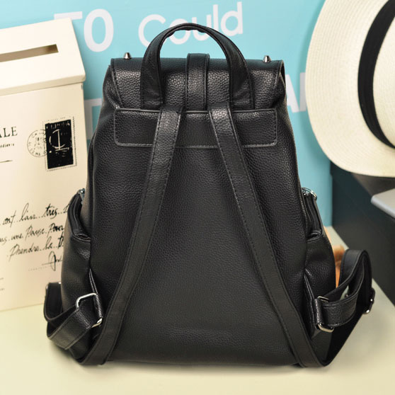 Punk Rivet Black Solid School Rucksack Bear Doll Pu Travel Backpack on ...