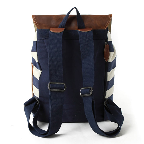 Fashion Stripe Navy Canvas Backpack on Luulla