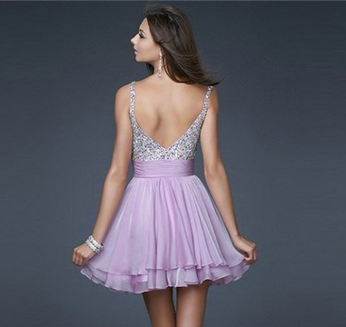 Elegant Purple Strapless Beadings Dress on Luulla