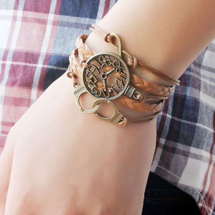 Retro Handcuffs Infinity Clock Bracelet on Luulla