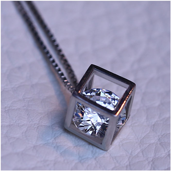 Unique Square Crystal Sterling Silver Necklace on Luulla