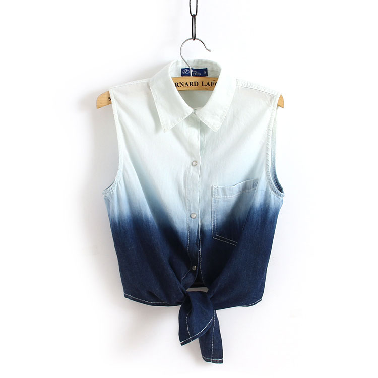 Cool Nice Gradient Bow Sleeveless Vest on Luulla